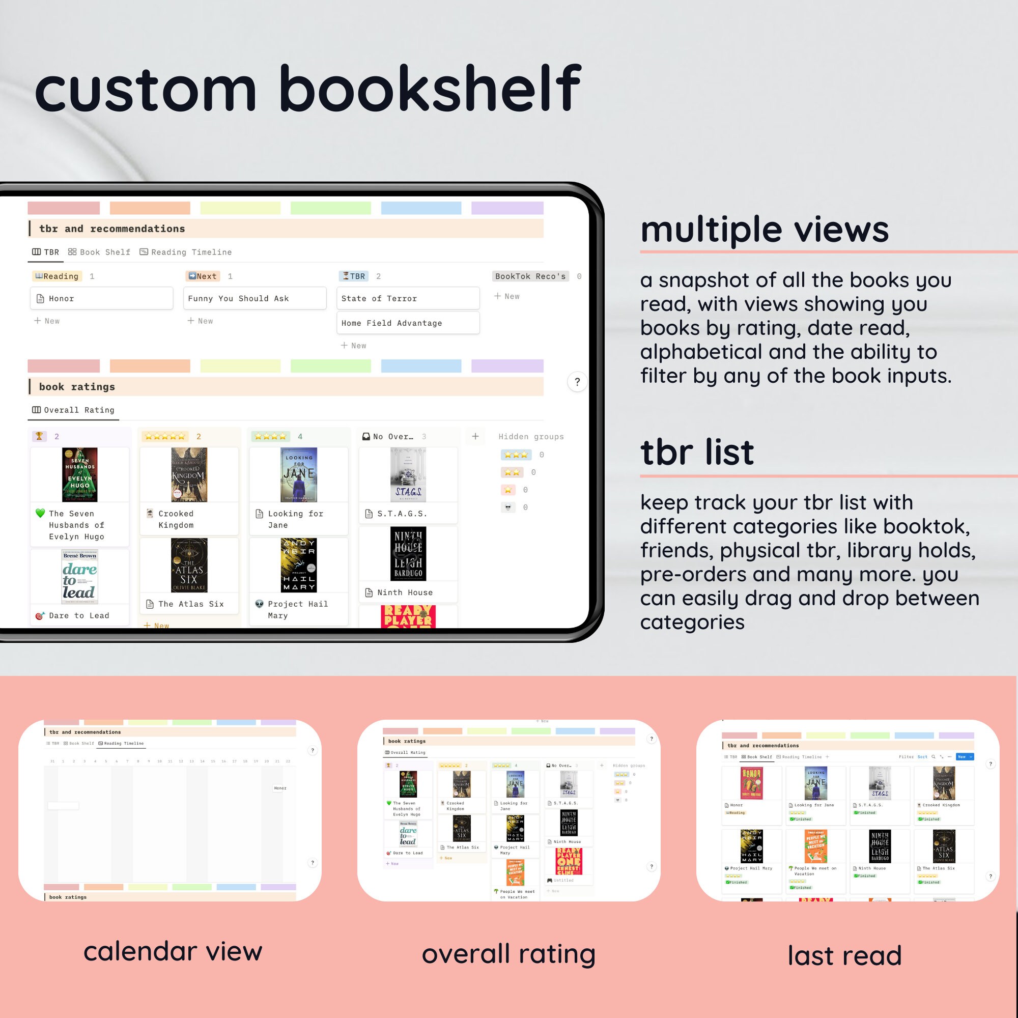 Book Tracker Notion Template Notion Bookshelf Notion Aesthetic Notion Library Book Notion ...