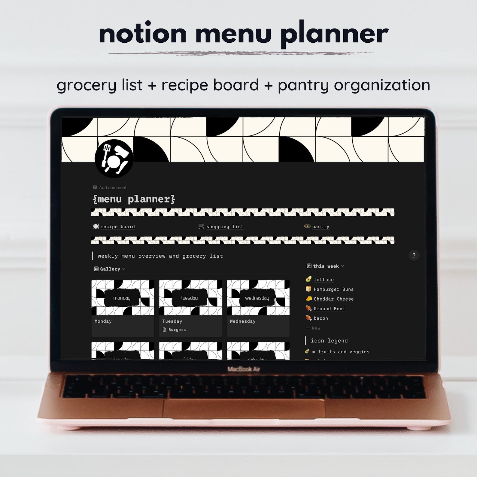 Menu Planner Notion Template Notion Recipe Board Meal Prep, Grocery ...