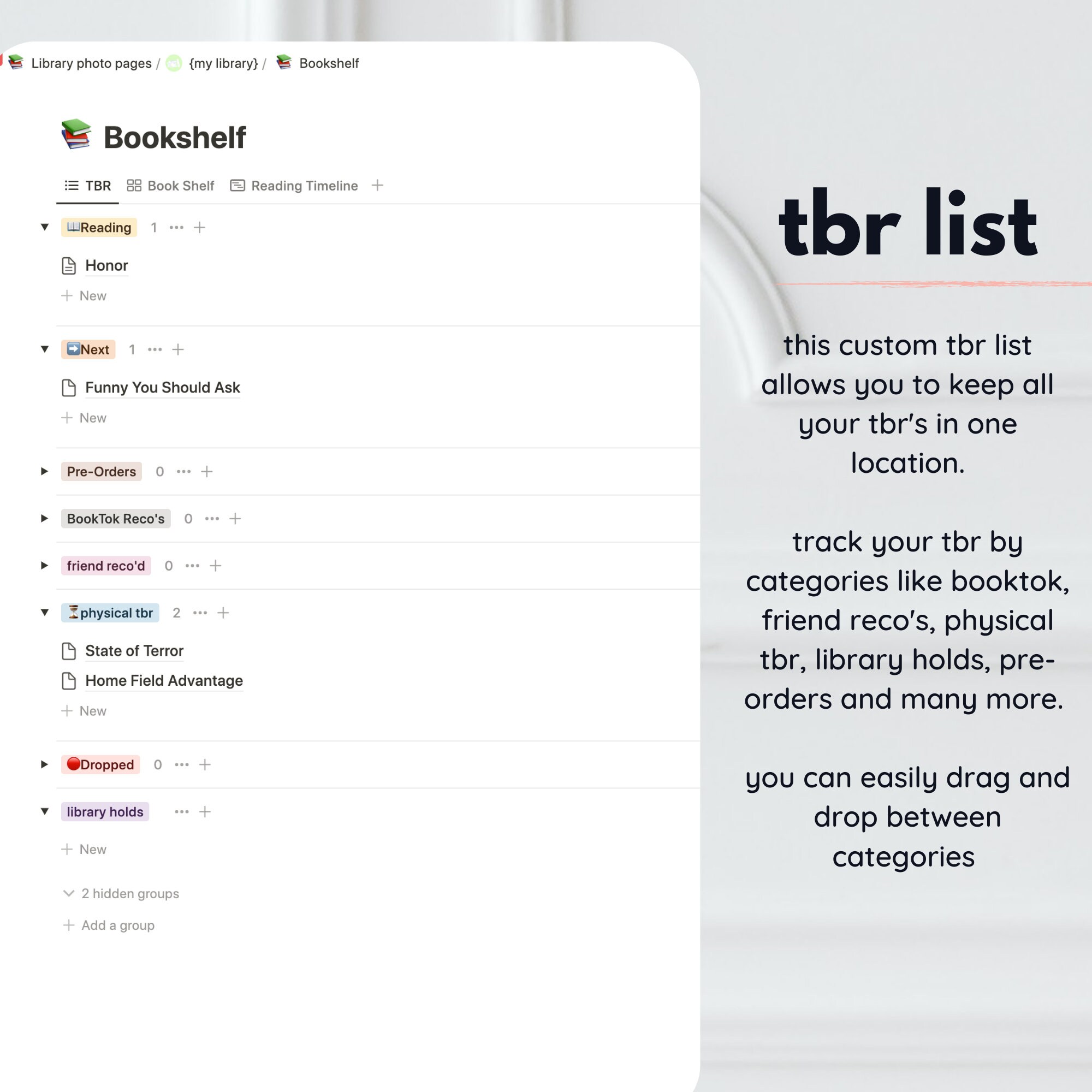 Book Tracker Notion Template Notion Bookshelf Notion Aesthetic Notion Library Book Notion ...