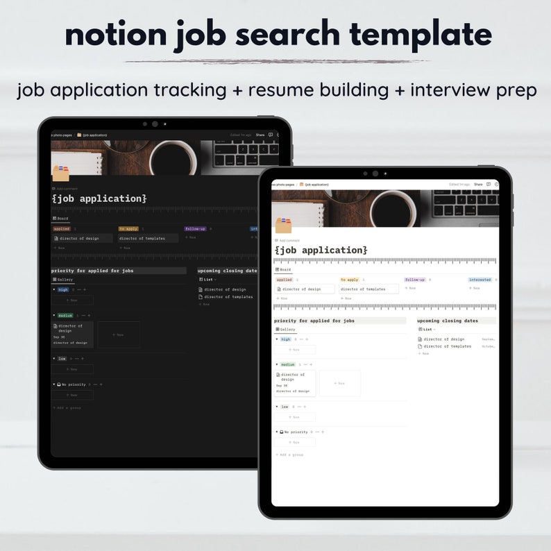 Job Application Notion Template Notion Resume Builder, Notion Job Tracker & Notion Interview ...