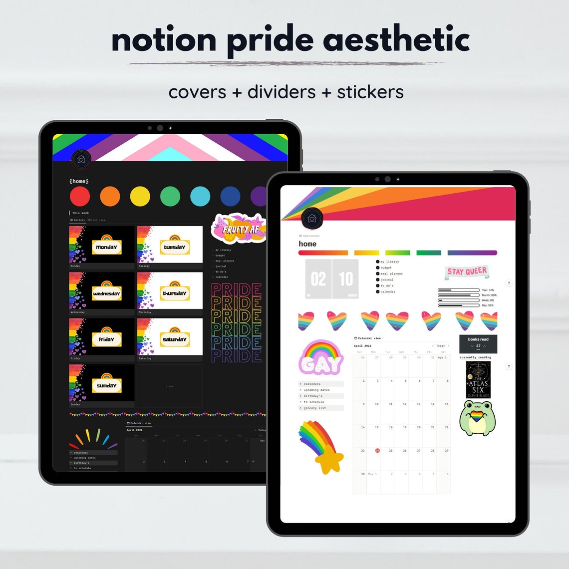Rainbow Notion Customization Bundle Notion Covers Notion Icons Notion Dividers Pride Month ...