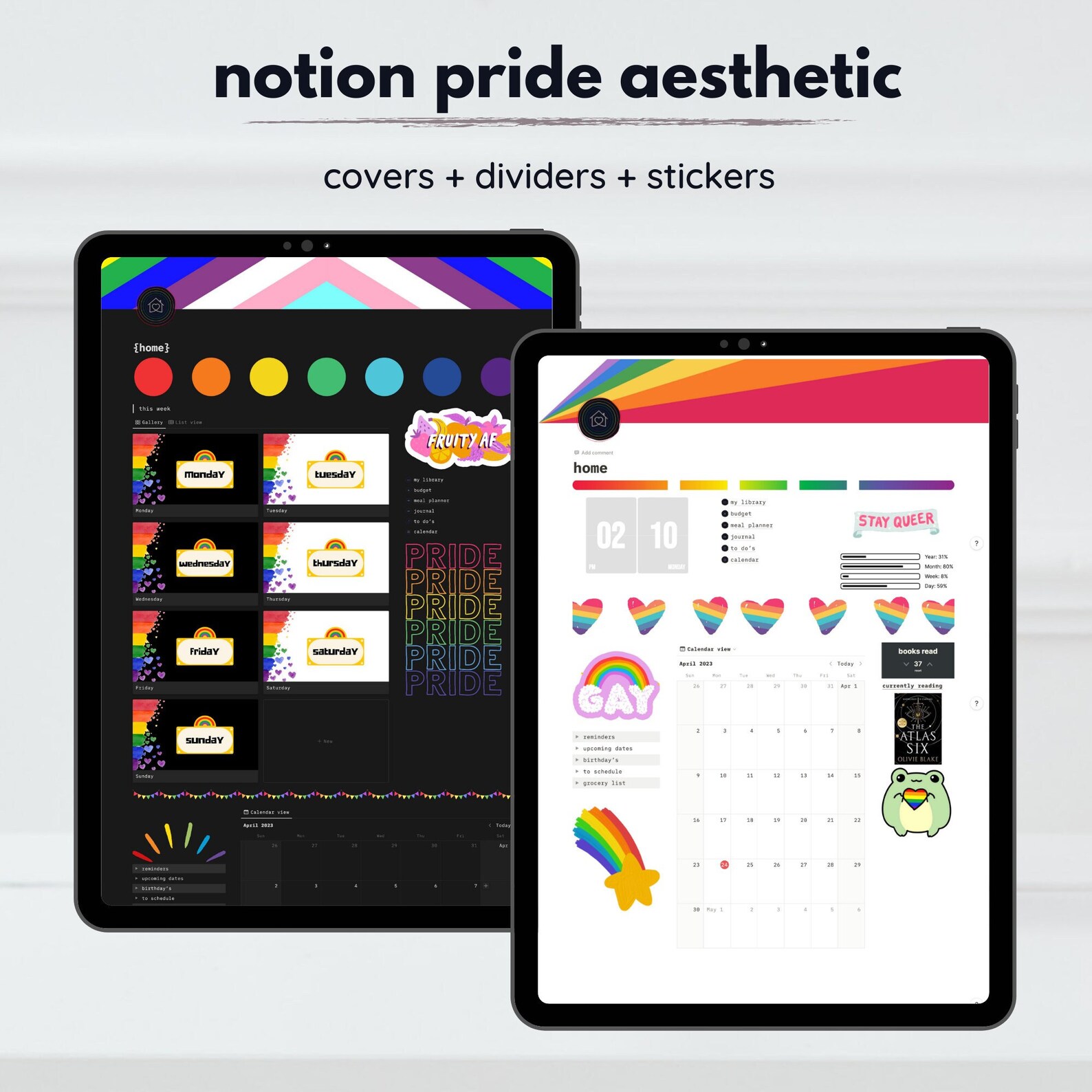 Rainbow Notion Customization Bundle Notion Covers Notion Icons Notion ...