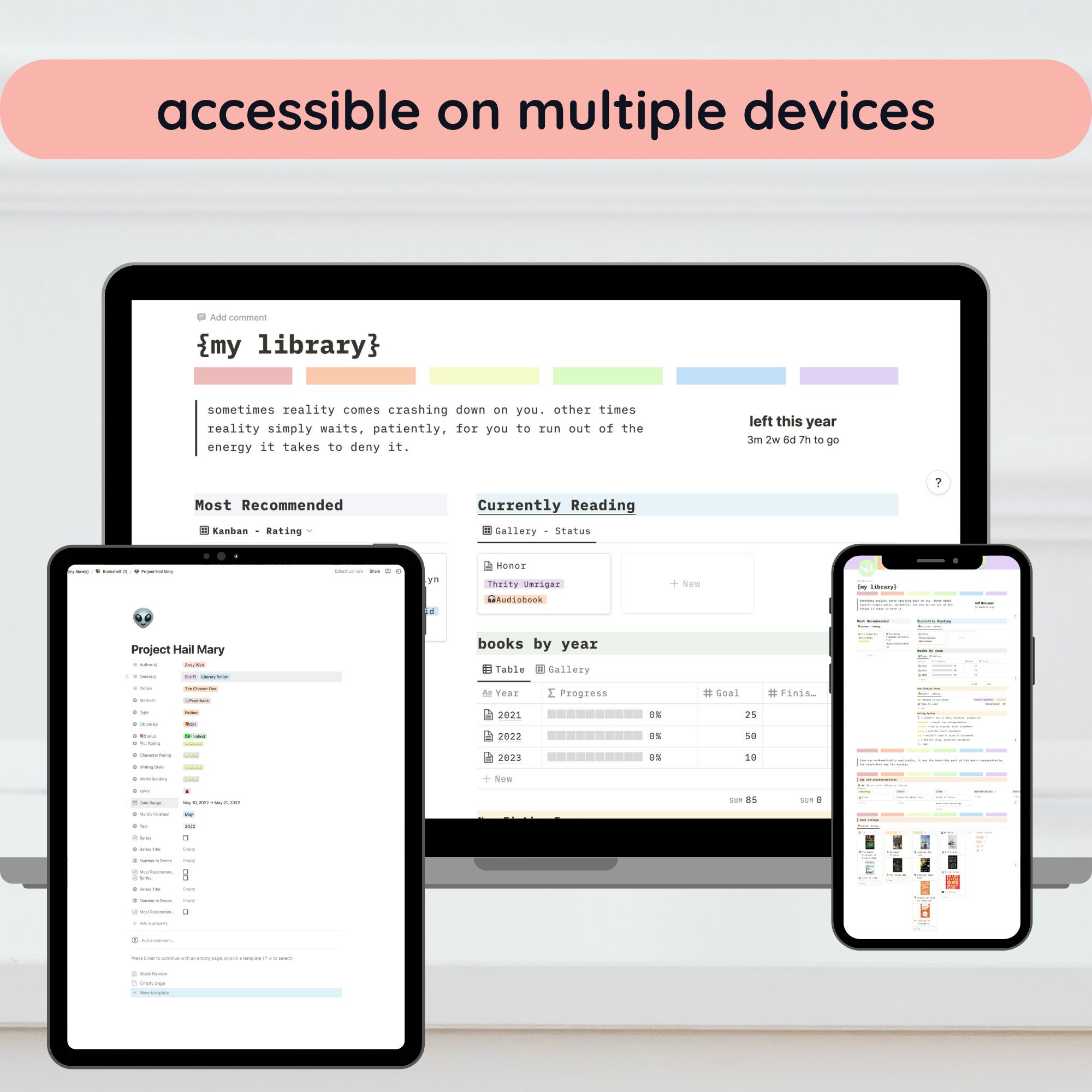 Book Tracker Notion Template Notion Bookshelf Notion Aesthetic Notion Library Book Notion ...