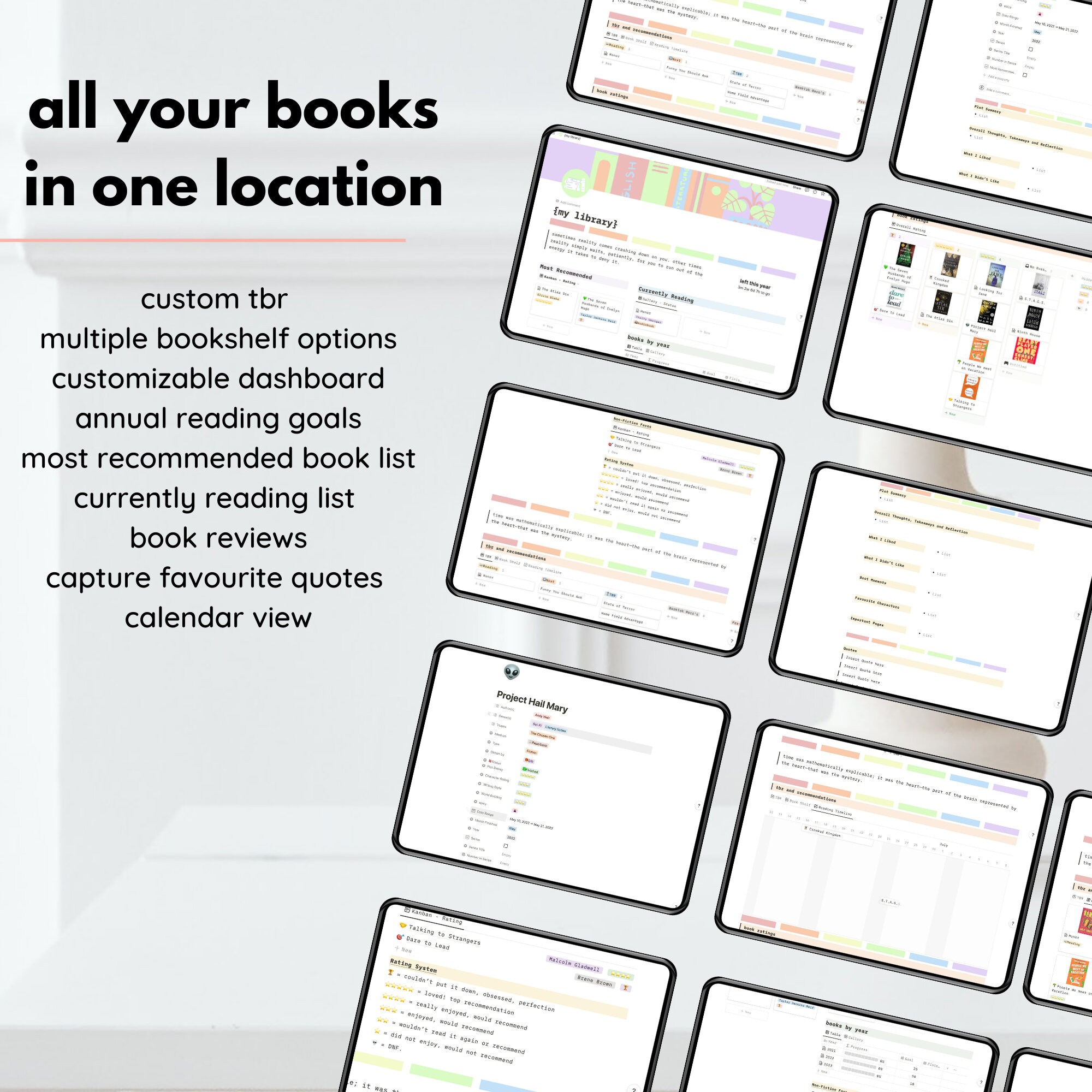 Book Tracker Notion Template Notion Bookshelf Notion Aesthetic Notion Library Book Notion ...