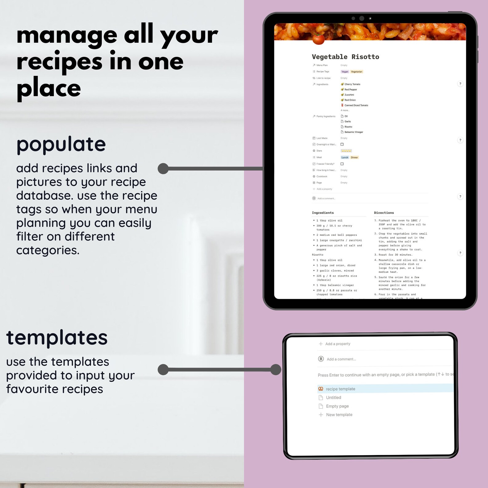 Menu Planner Notion Template Notion Recipe Board Meal Prep, Grocery ...