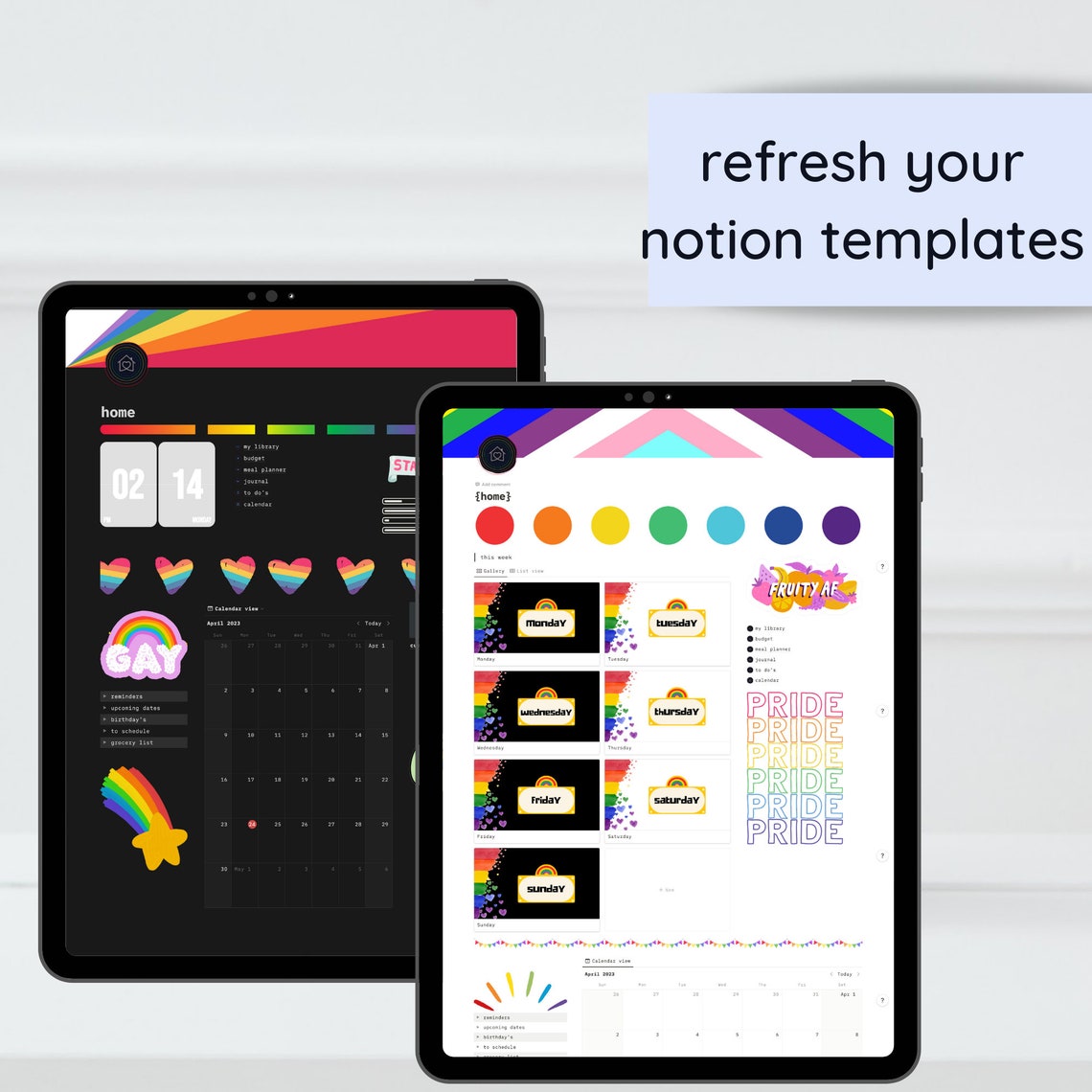 Rainbow Notion Customization Bundle Notion Covers Notion Icons Notion Dividers Pride Month ...