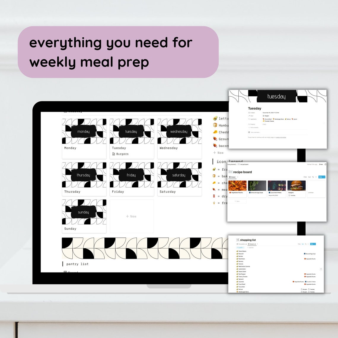 Menu Planner Notion Template Notion Recipe Board Meal Prep, Grocery ...