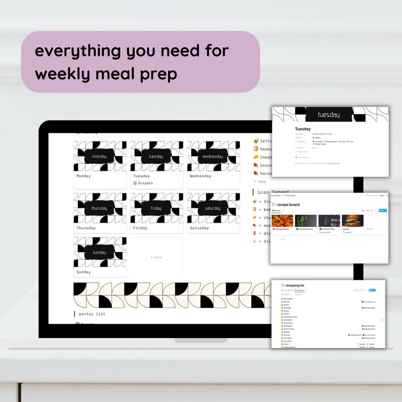 Menu Planner Notion Template Notion Recipe Board Meal Prep, Grocery ...