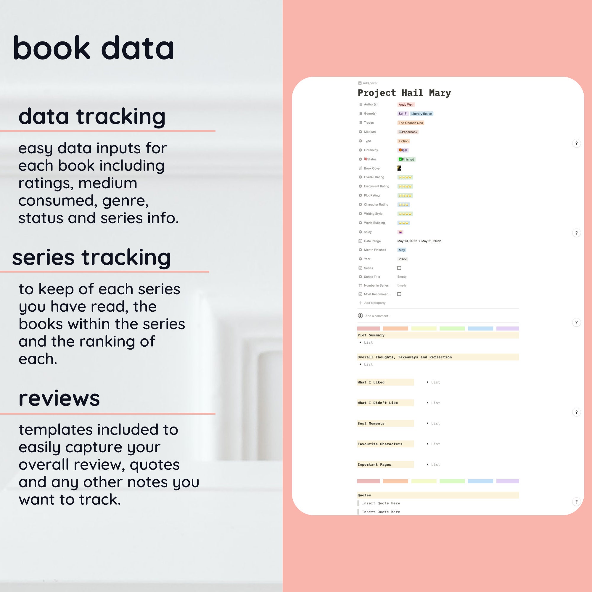 Book Tracker Notion Template Notion Bookshelf Notion Aesthetic Notion Library Book Notion ...