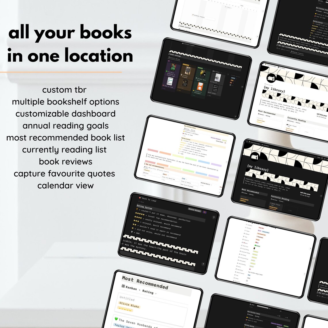 Notion Template Reading Journal Notion Book Tracker Notion Dashboard ...