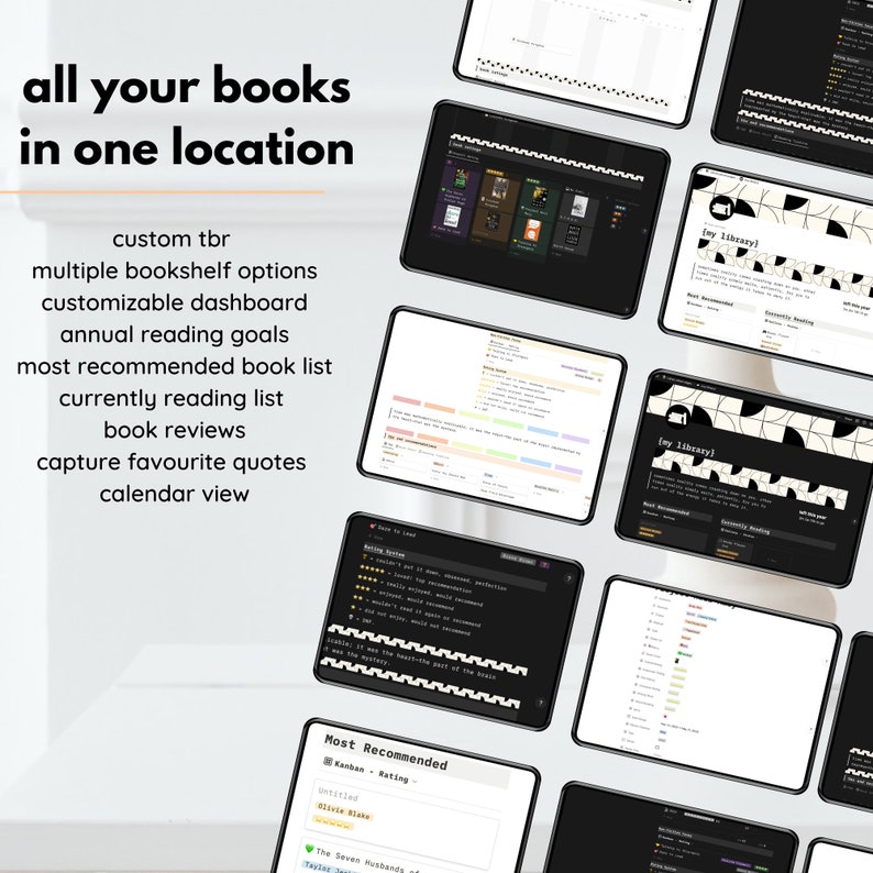 Notion Template Reading Journal Notion Book Tracker Notion Dashboard for Books Notion Book Log ...