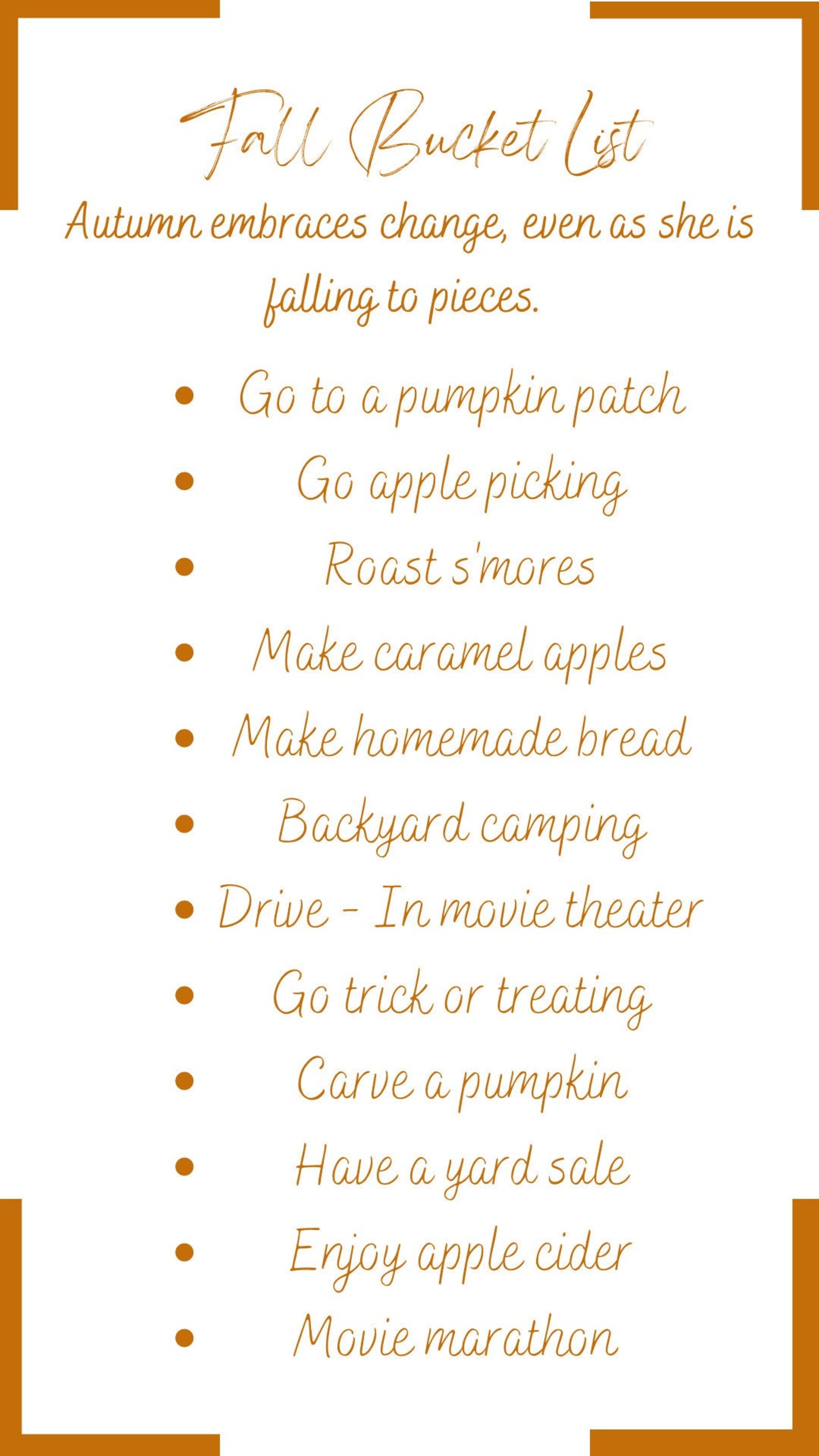Fall Bucket List for Planner, Digital Print, Download, to Do List ...