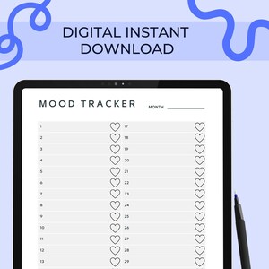 Mood Tracker Monthly Printable, Instant Download, A4 - Etsy