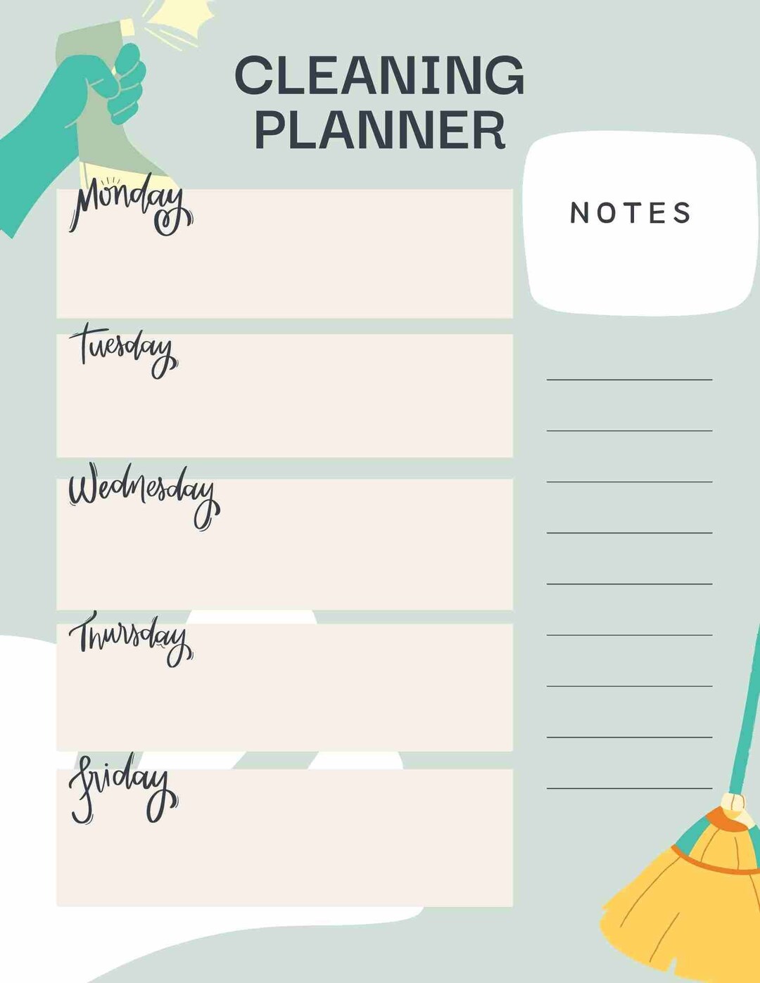 Weekly Cleaning Planner (digital Download) - Etsy