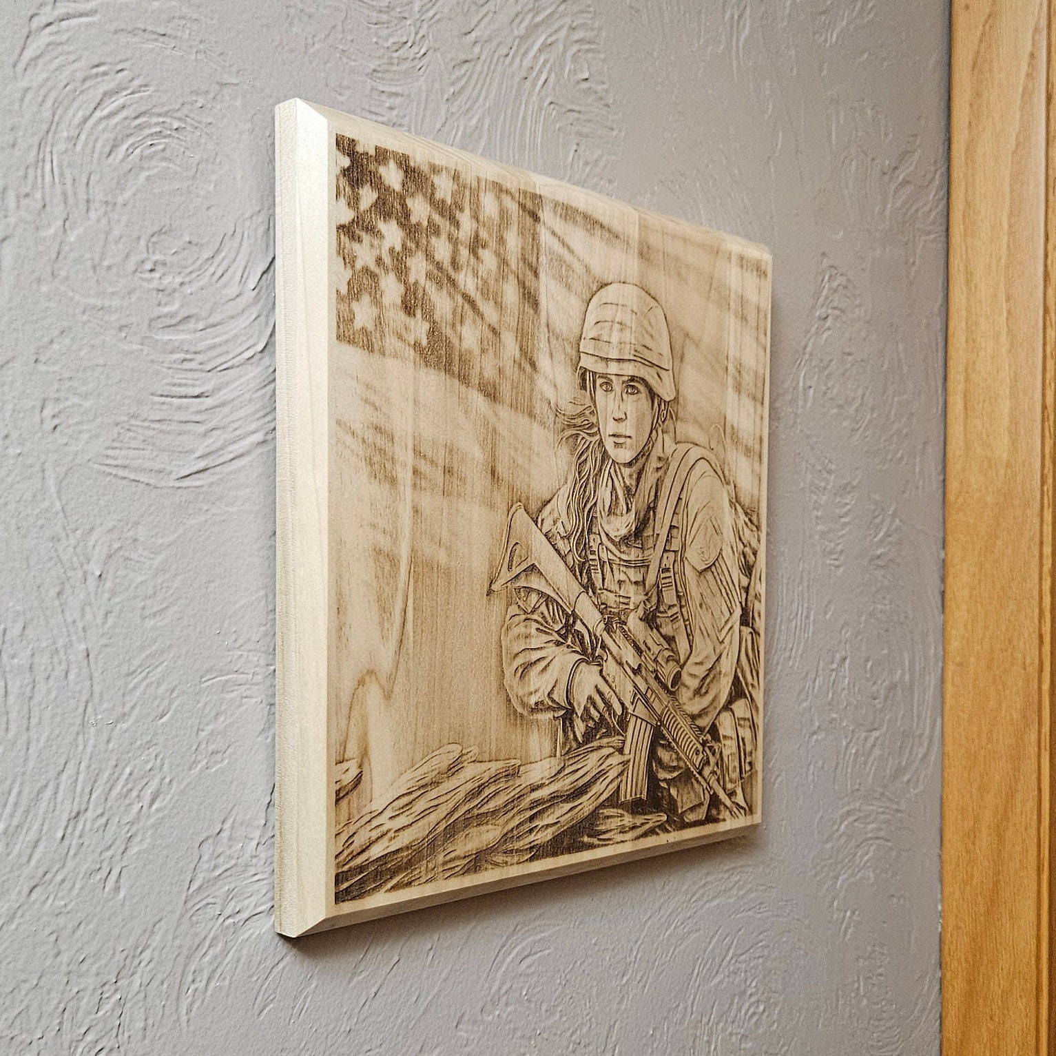 Female Soldier, American Hero, Laser Engraved Wall Decor - Etsy