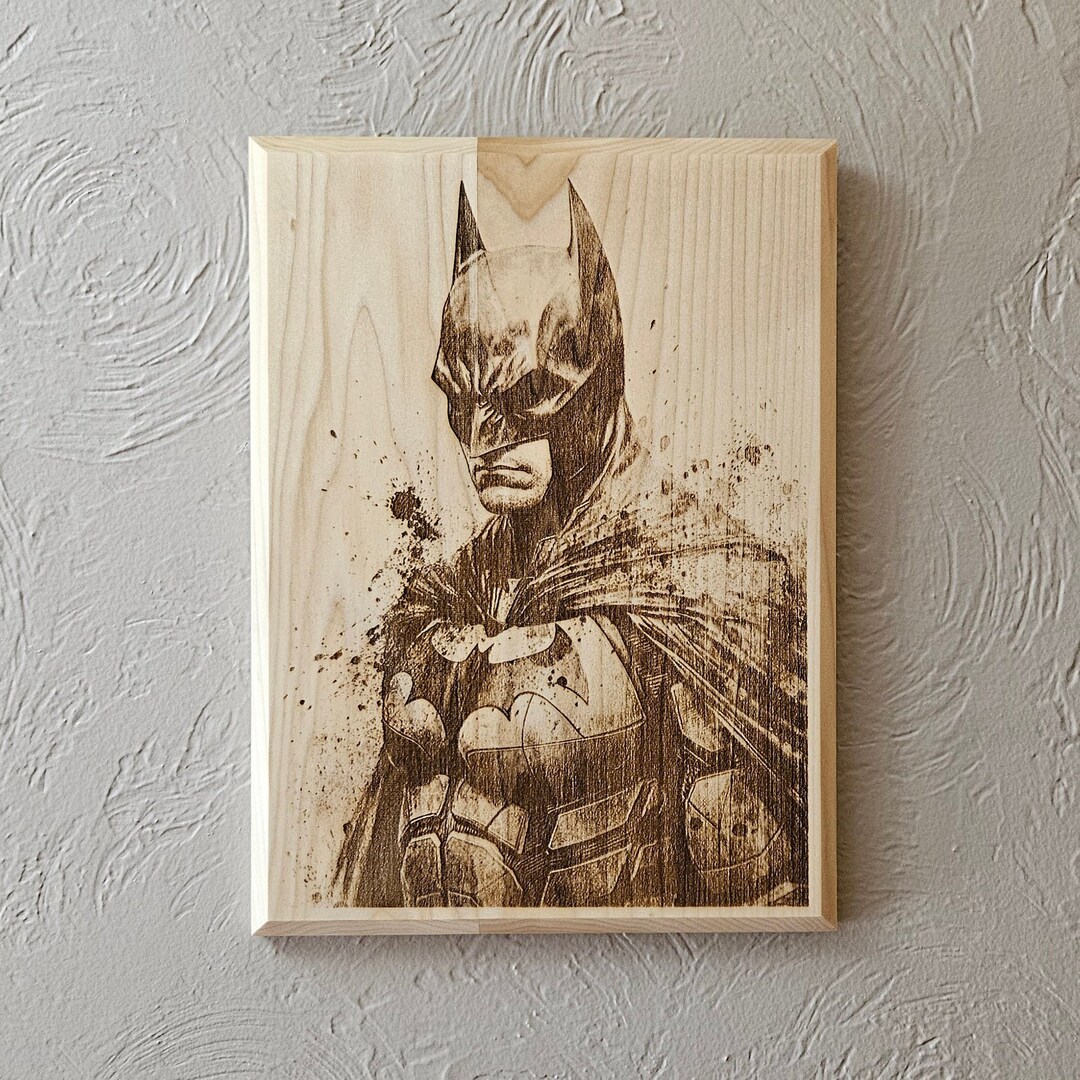 Batman Watercolor Print Laser Engraved Wall Decor - Etsy
