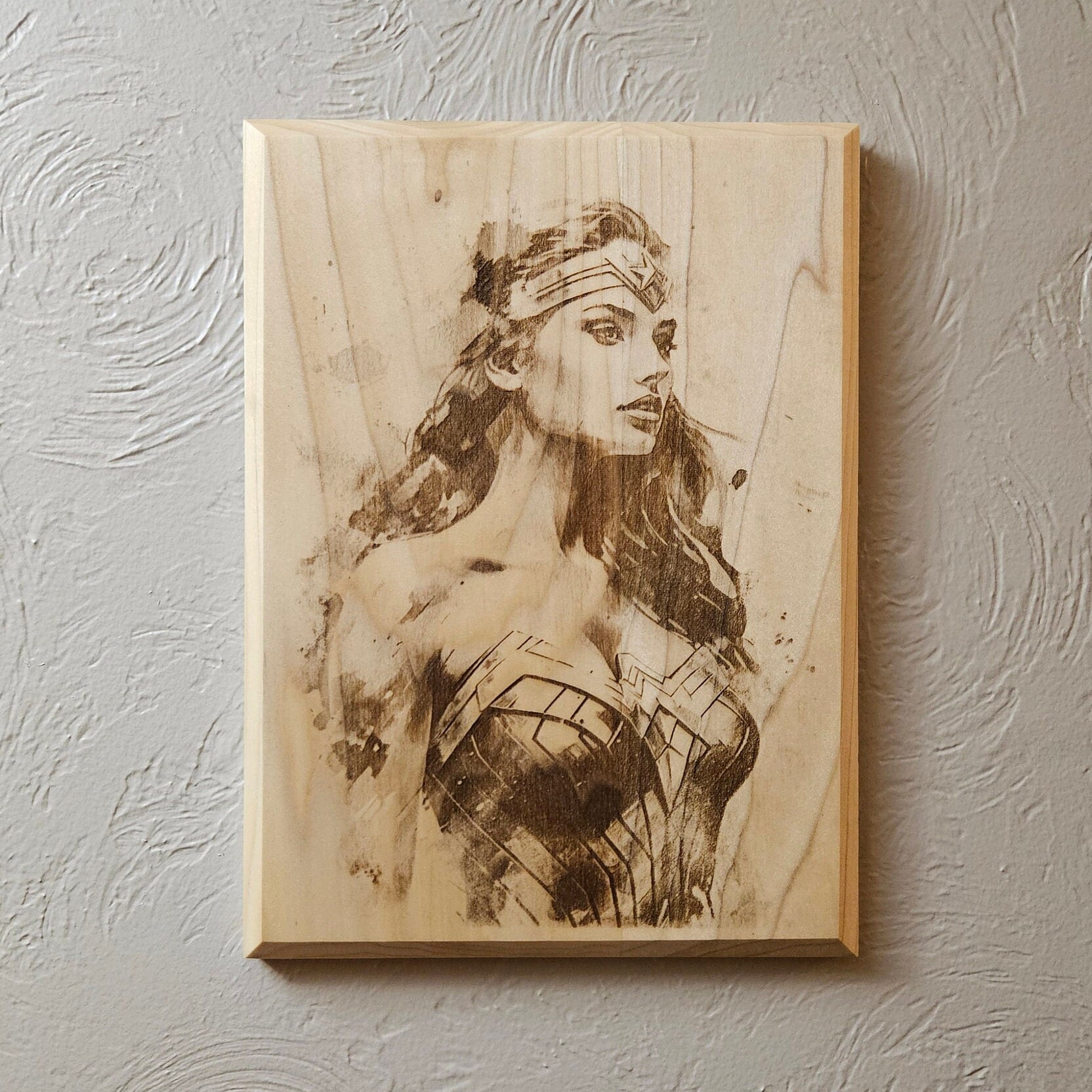 Wonder Woman Watercolor Print Laser Engraved Wall Decor - Etsy