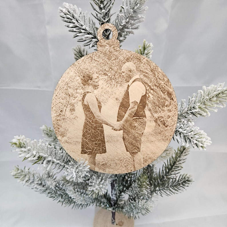 Laser Engraved Photo Ornament Custom Wood Etched Photo - Etsy