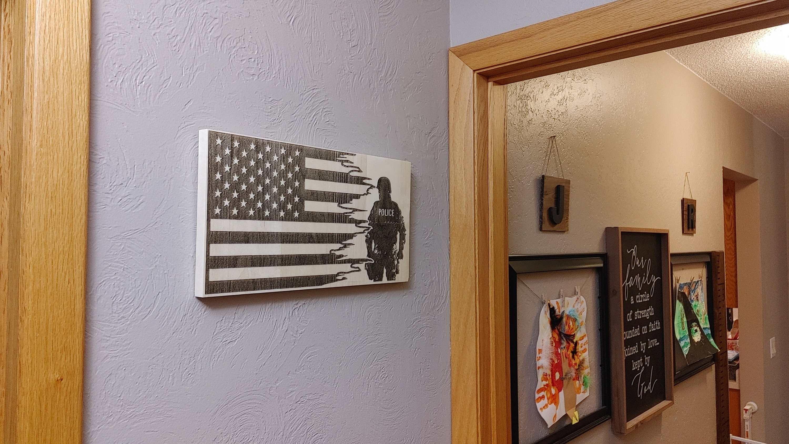 Police Tattered Flag Hand Crafted Laser Engraved Wall Decor - Etsy