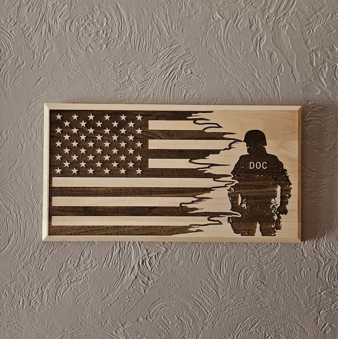 Department of Corrections (DOC) Tattered Flag Hand Crafted Laser ...
