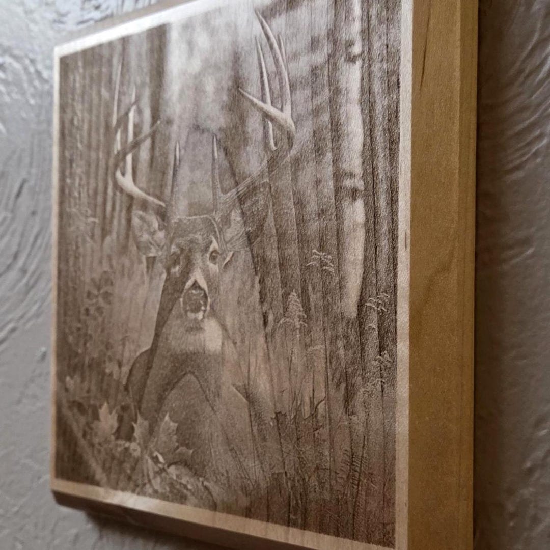 Deer & Nature Art Laser Engraved Wall Decor - Etsy