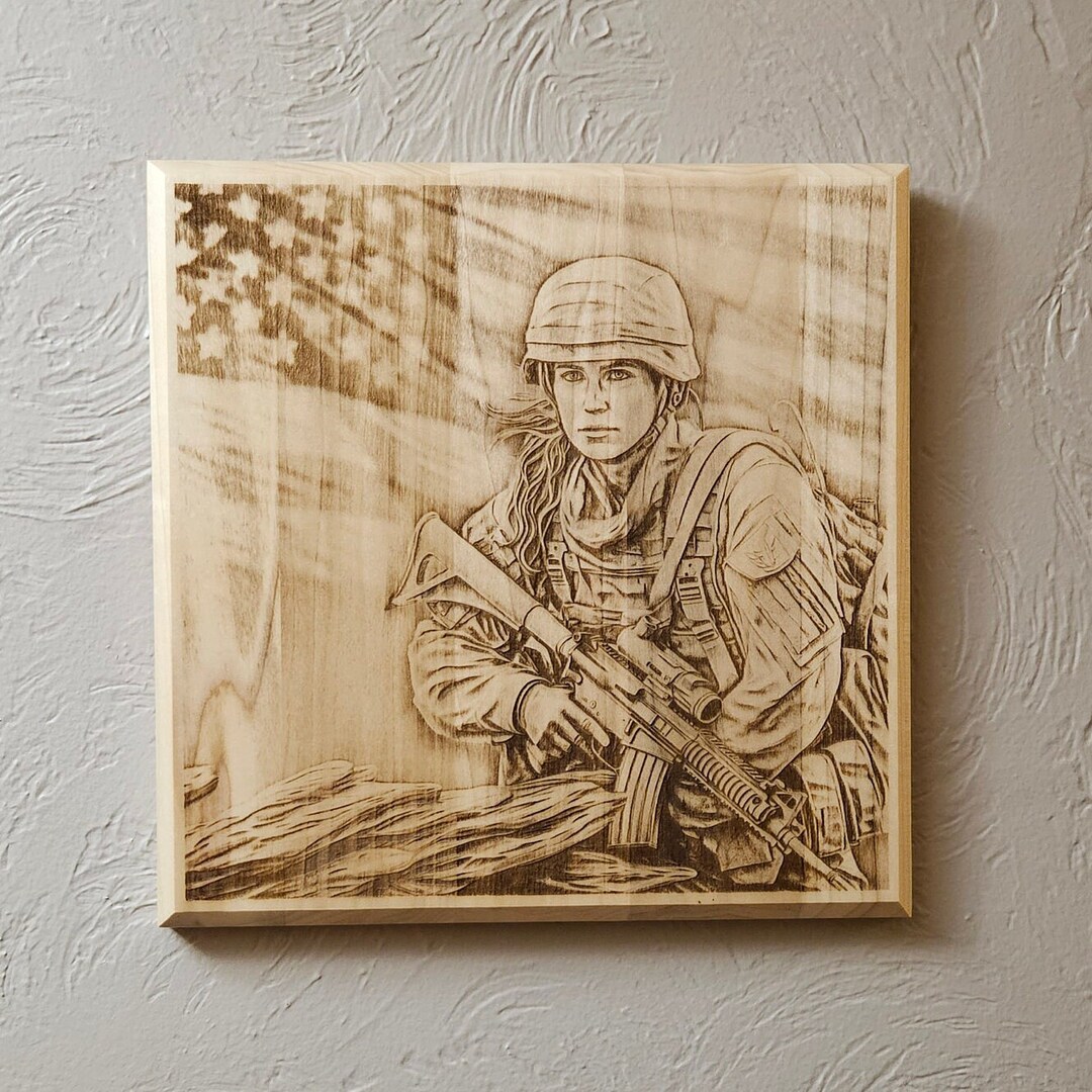 Female Soldier, American Hero, Laser Engraved Wall Decor - Etsy