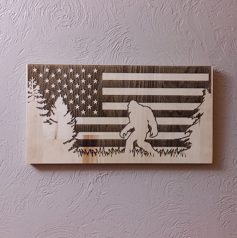 Sasquatch Flag Hand Crafted Laser Engraved Wall Decor - Etsy