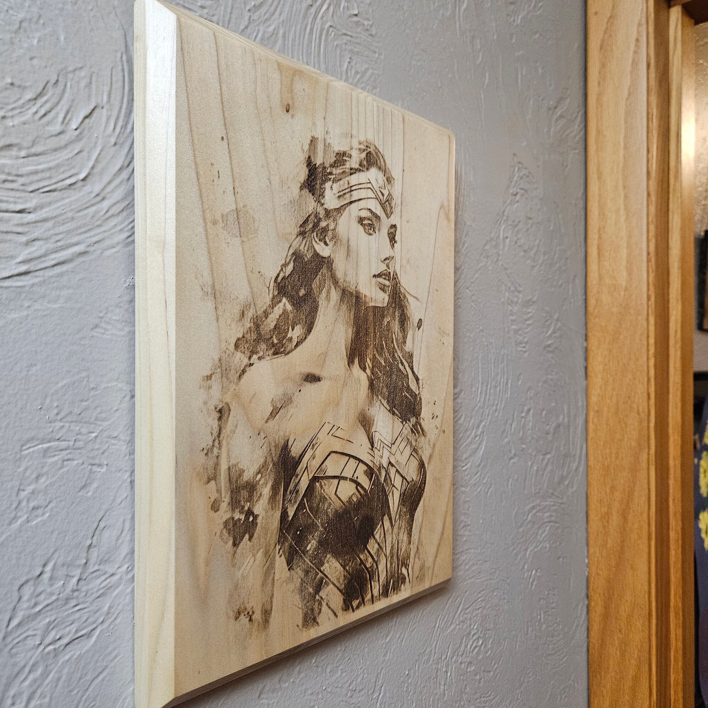 Wonder Woman Watercolor Print Laser Engraved Wall Decor - Etsy