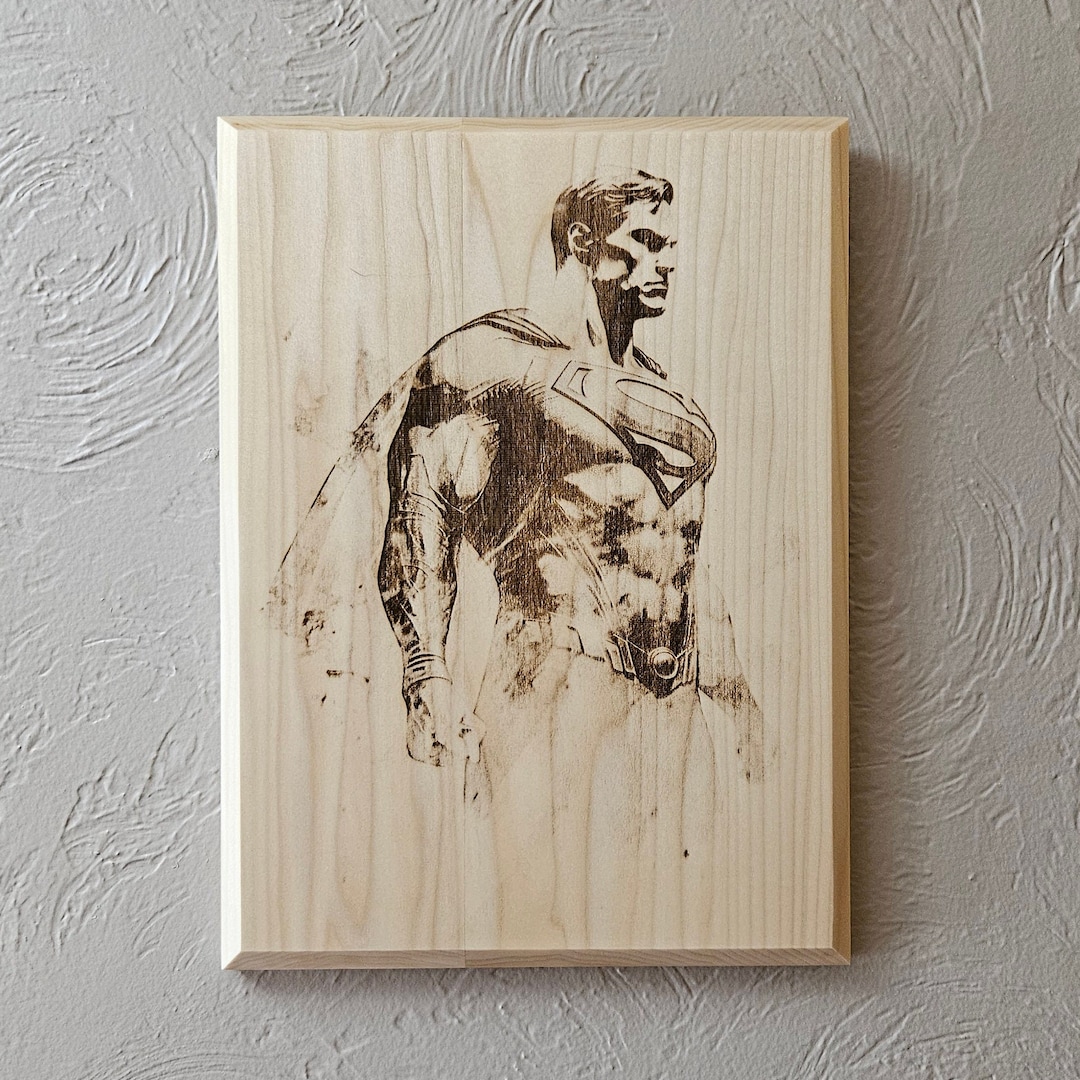 Superman Watercolor Print Laser Engraved Wall Decor - Etsy