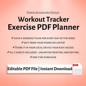Workout Tracker in PDF Format | Exercise Log Template | Workout ...