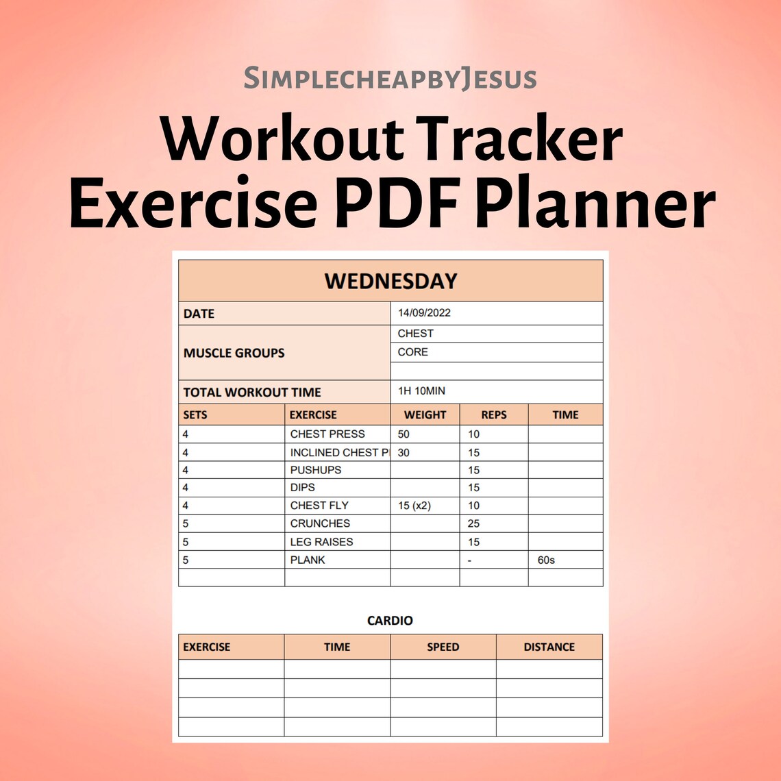 Workout Tracker in PDF Format | Exercise Log Template | Workout ...