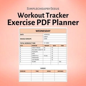 Workout Tracker in PDF Format | Exercise Log Template | Workout ...