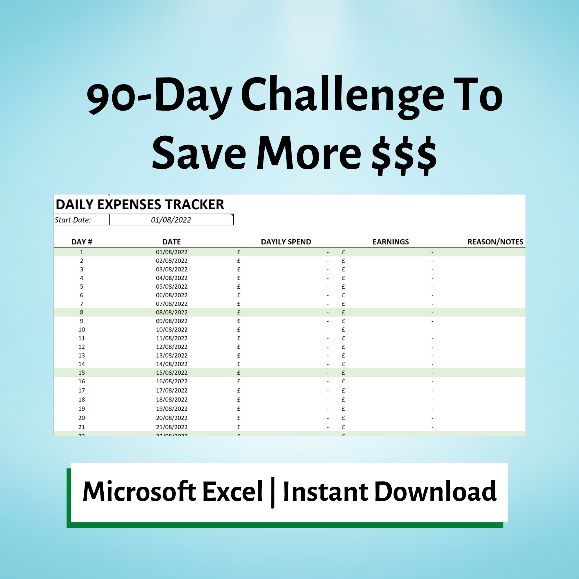 Digital Expense Tracker | Budget Spreadsheet | Savings Excel Template ...