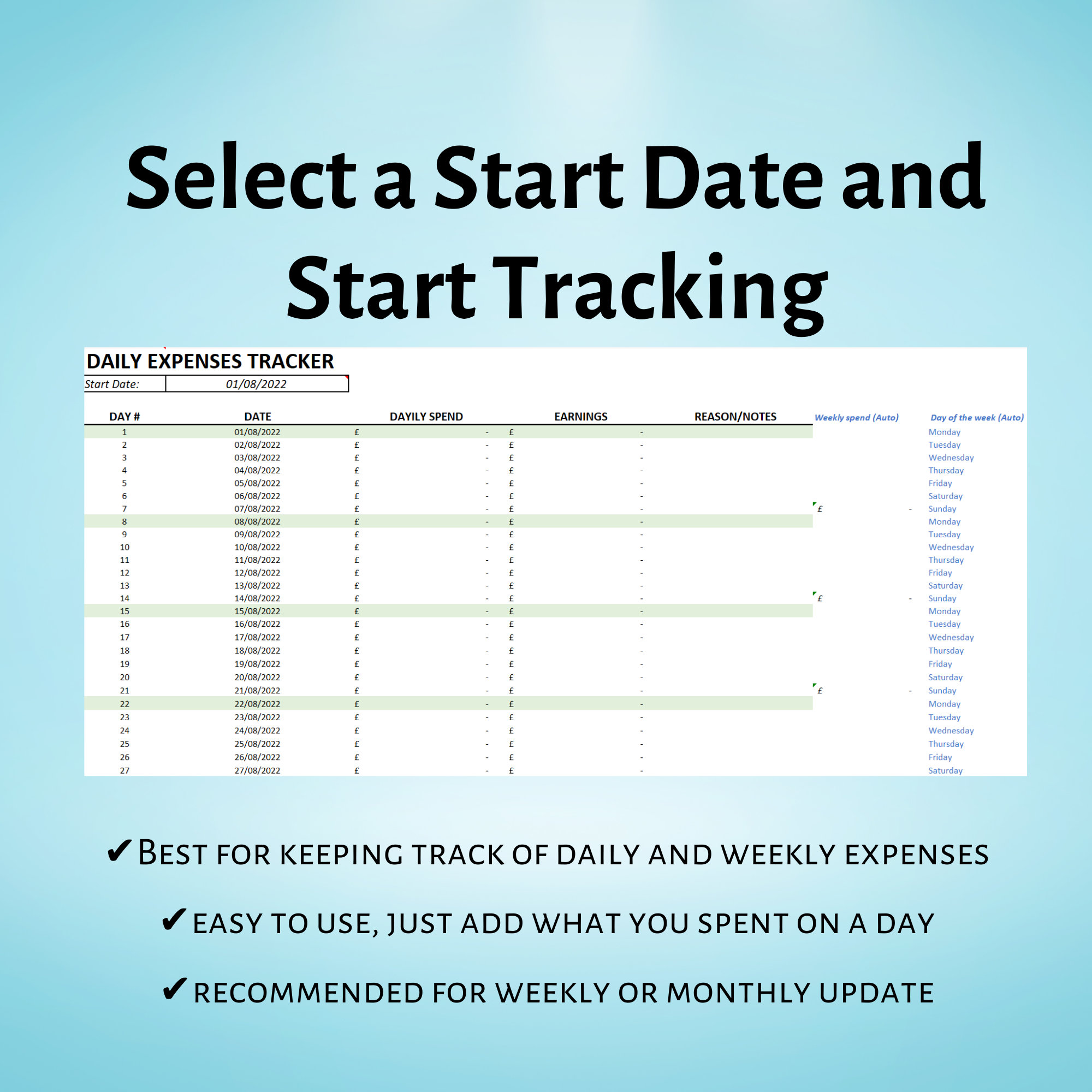 Digital Expense Tracker | Budget Spreadsheet | Savings Excel Template ...