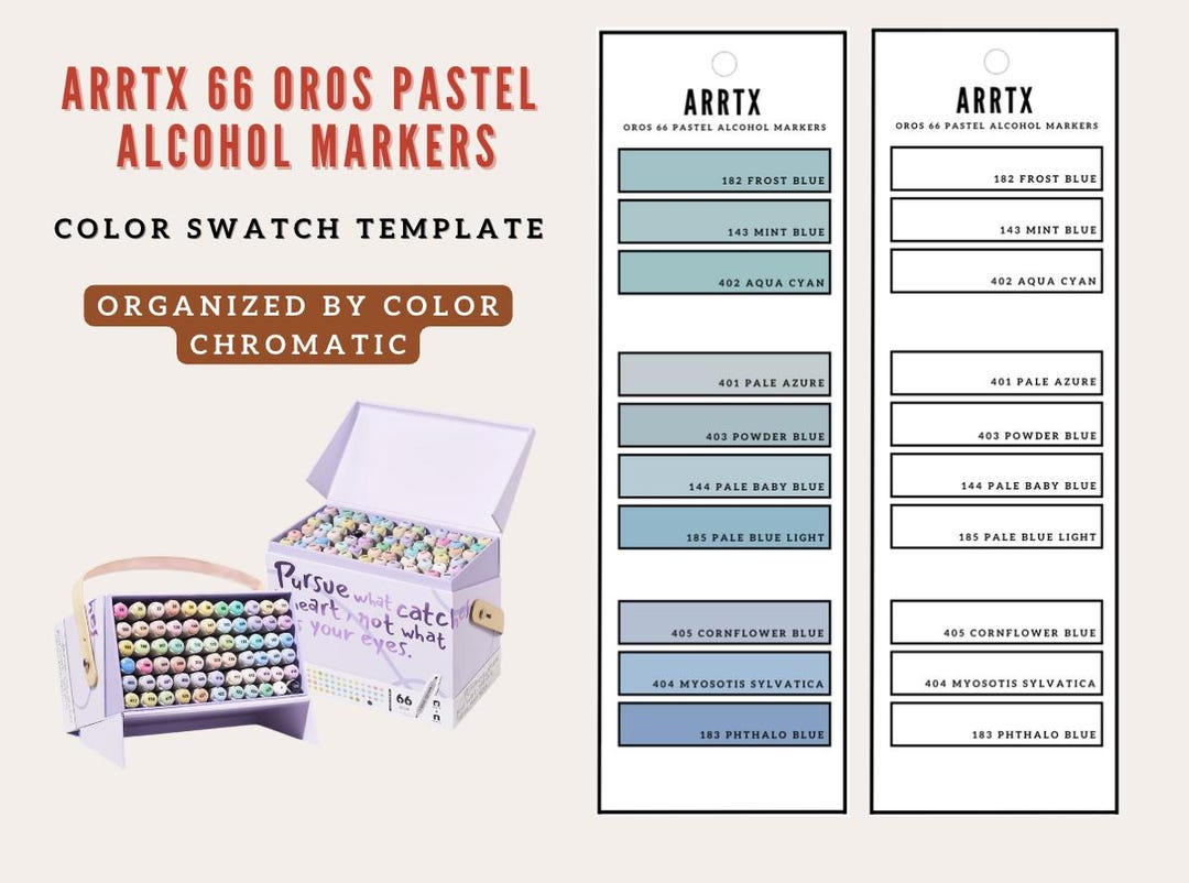 Arrtx 66 Oros Pastel Alcohol Markers Chromatic Swatch Chart | Color ...