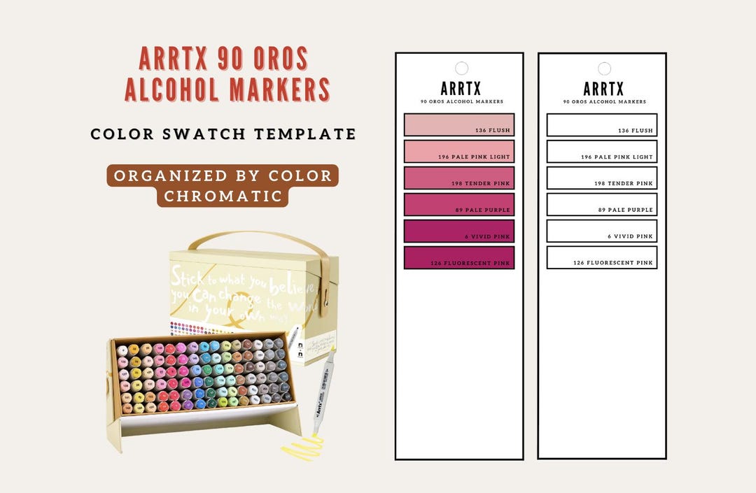 Arrtx 90 Oros Alcohol Markers Chromatic Swatch Chart | Color Coded ...