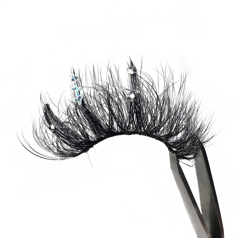 MATERIAL GIRL | Dollar Sign Silver Rhinestone Lashes | 3D Silk Strip ...