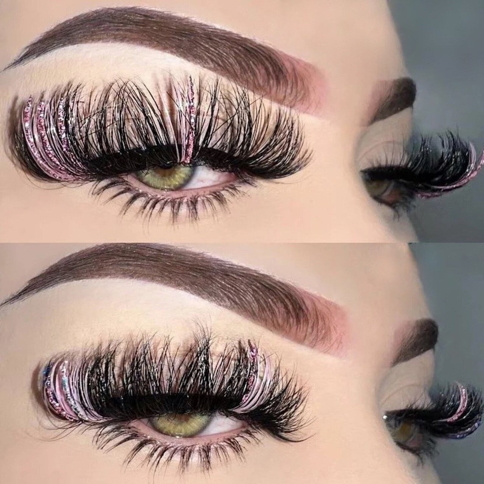 FANTASY Pink Glitter Color Lashes Strip Lashes Color - Etsy