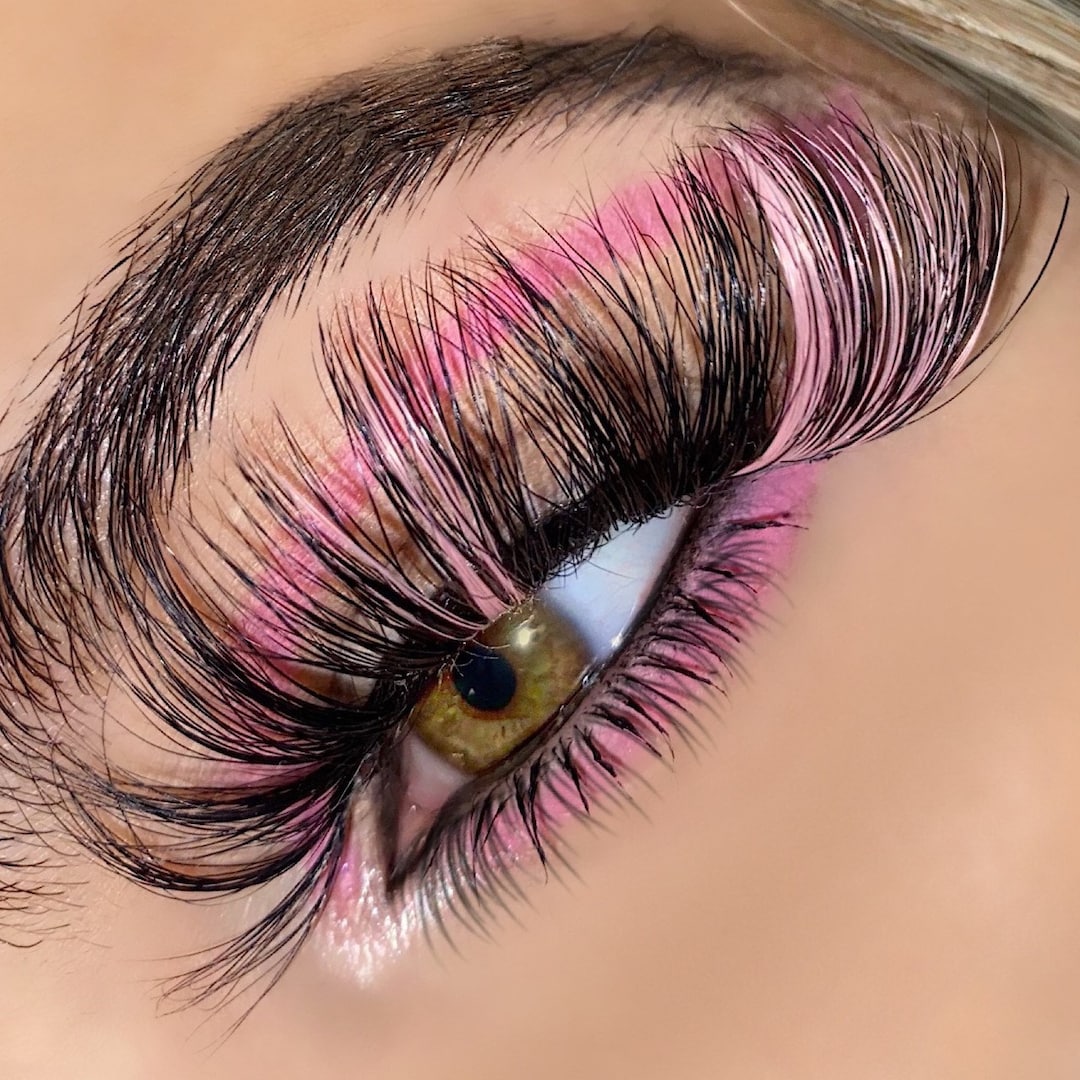 PRINCESS | 2 Tone Pink Color Lashes | Colored Strip Eyelashes | 25mm ...
