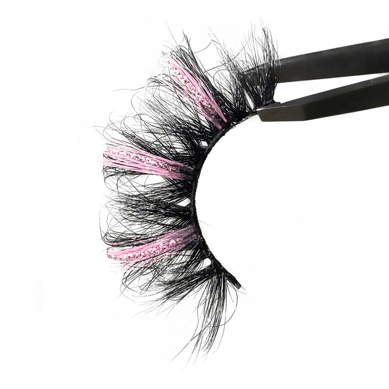 BABYGIRL | Pink Glitter Color Lashes | 3 Tone Lashes | 25mm Strip ...