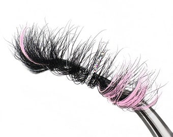 Mink Lashes With Glitter & Color Pink - Etsy