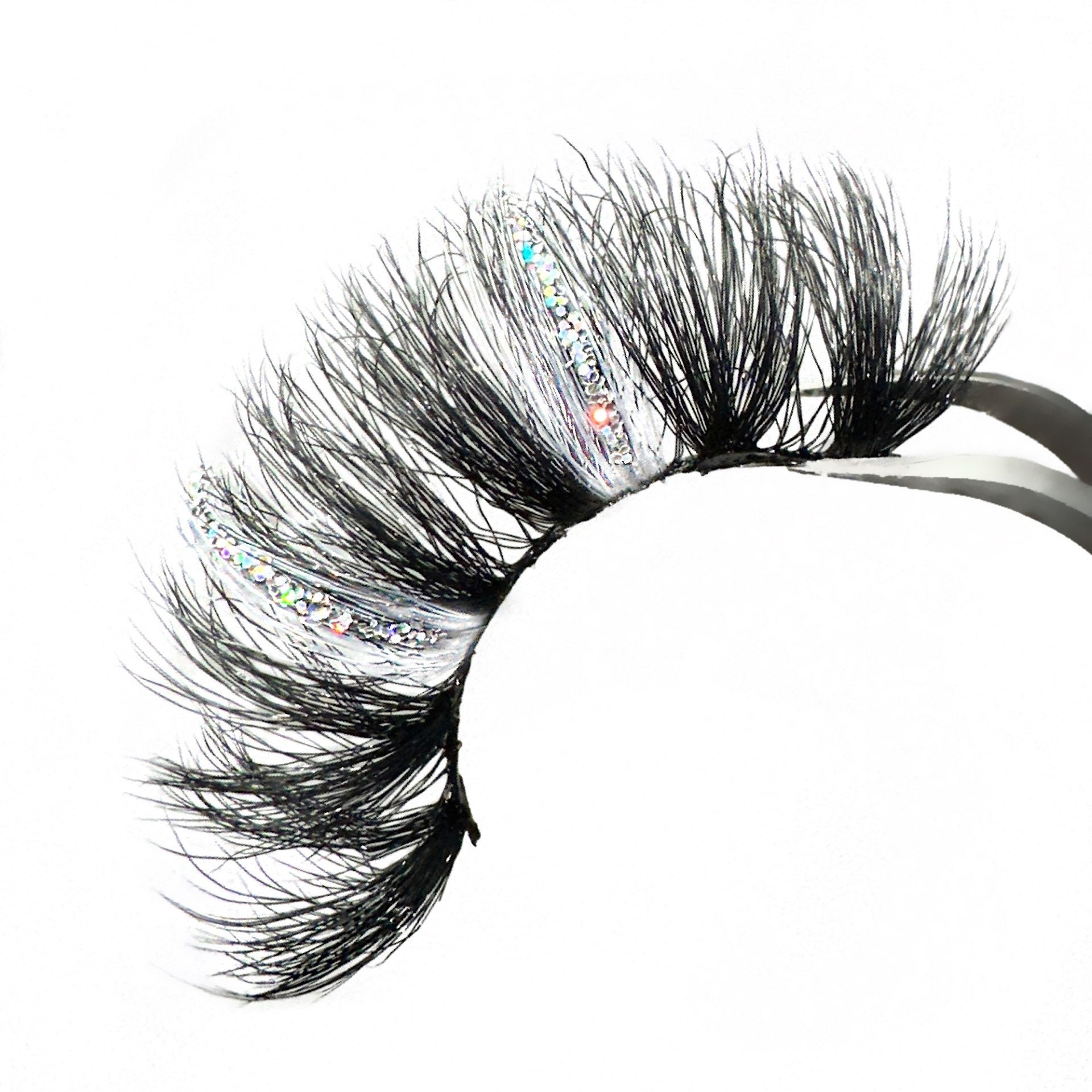 DIVINE | 2 Tone Silver Glitter White Color Strip Lashes | 3D Silk 20MM ...