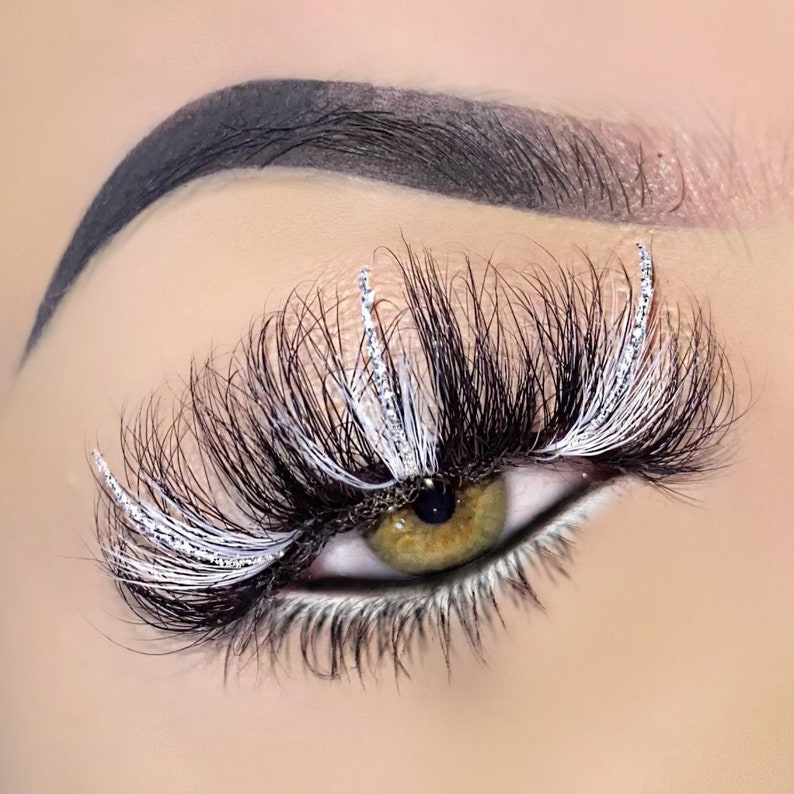 SUGARBABY Silver Glitter Color Lashes White Color Lashes - Etsy