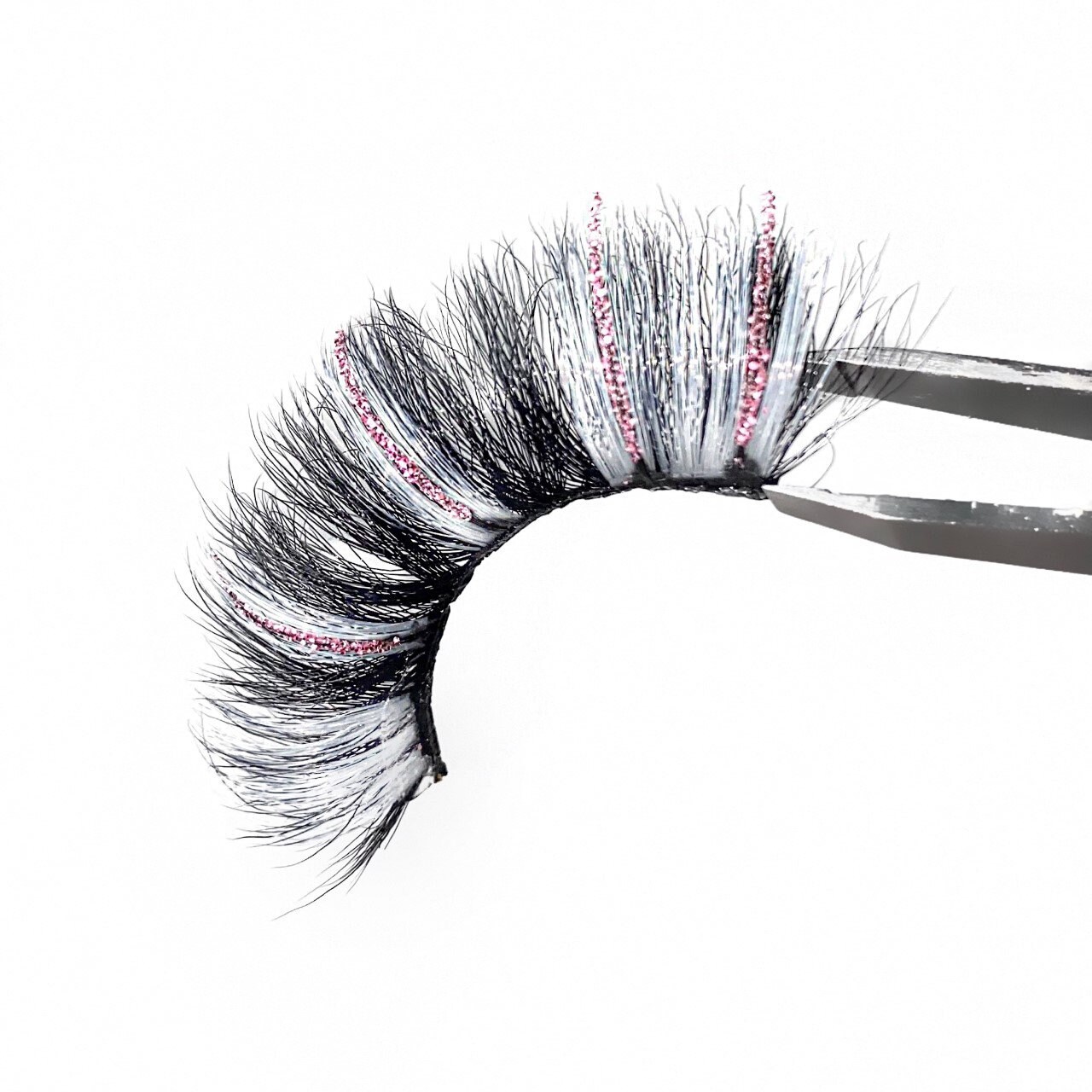 CUTIE | White Color Pink Glitter Color Lashes | 4 Tone White Strip ...