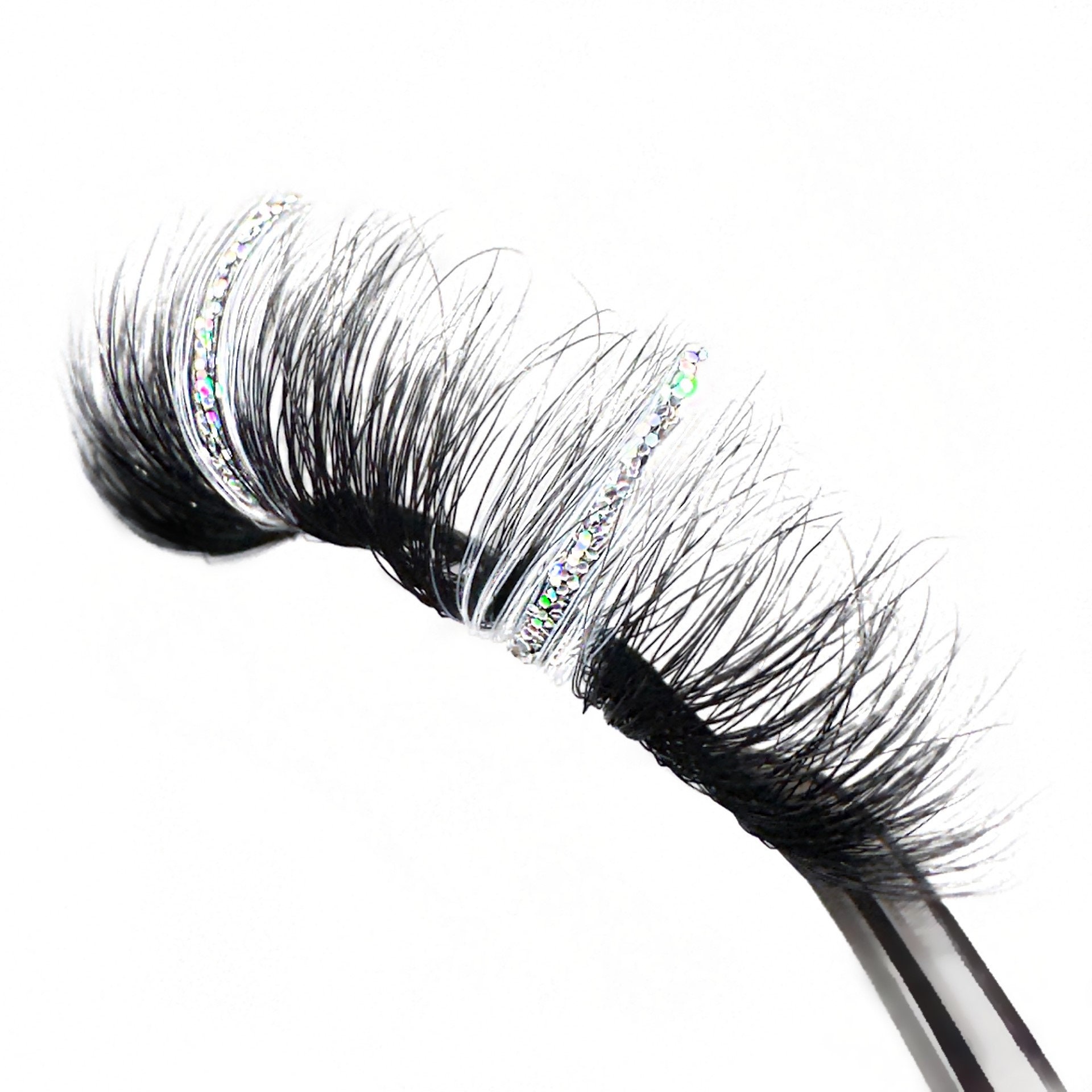 DIVINE | 2 Tone Silver Glitter White Color Strip Lashes | 3D Silk 20MM ...