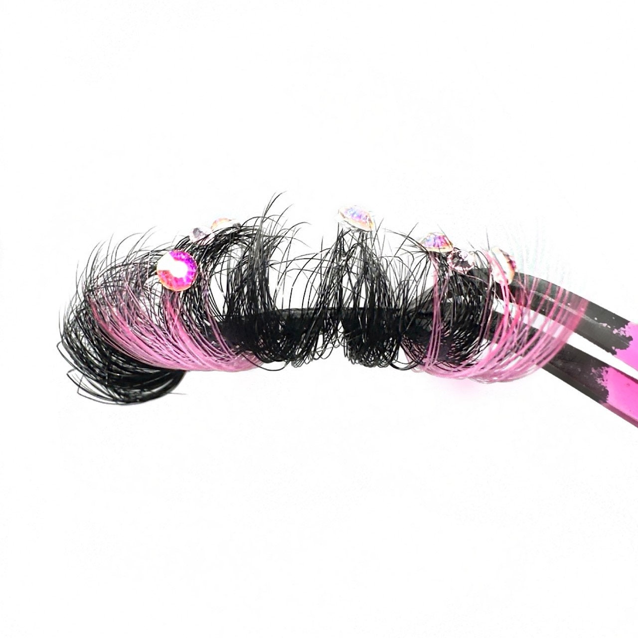 PRETTY IN PINK 2 Tone Silver Rhinestone Pink Color Strip Lashes ...