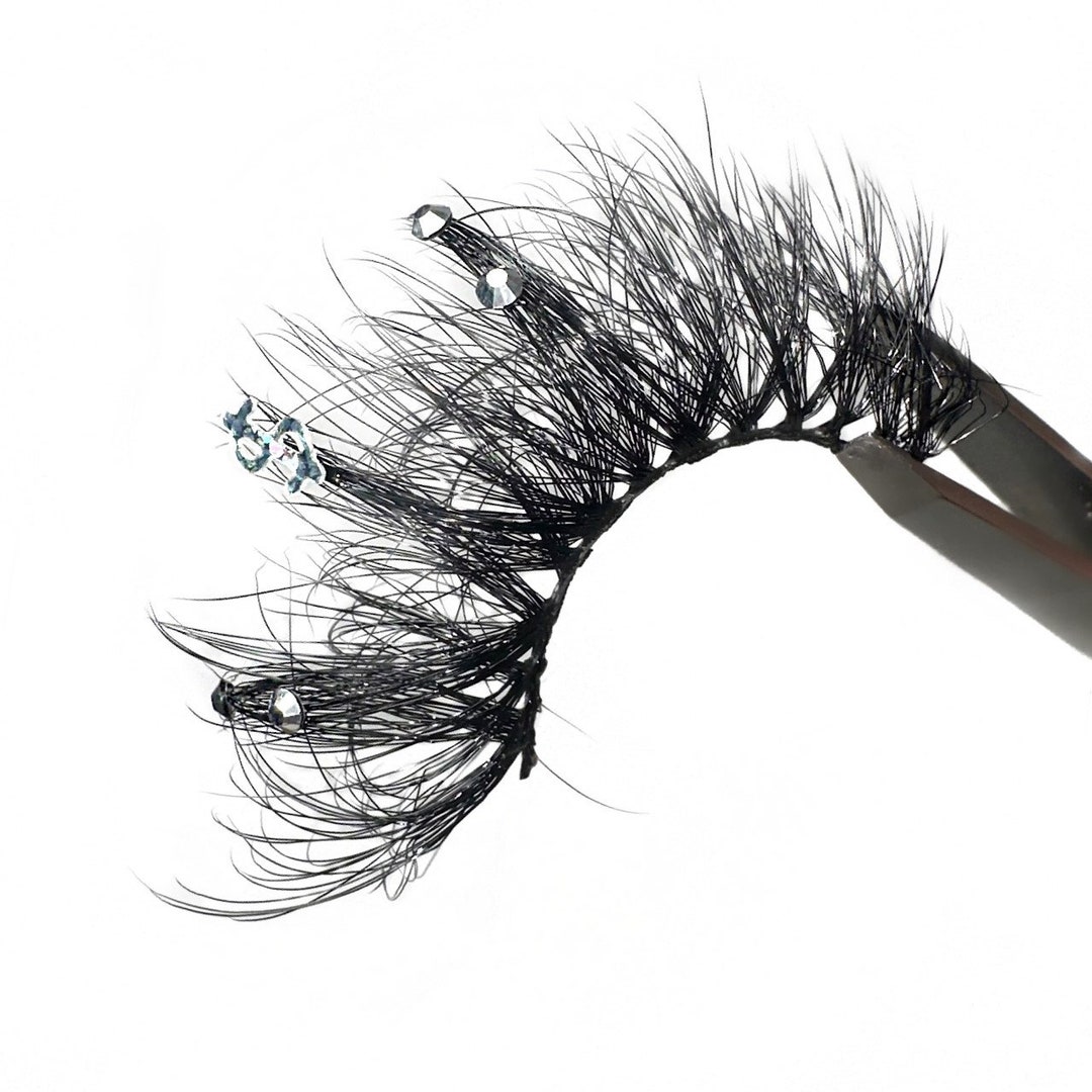 MATERIAL GIRL | Dollar Sign Silver Rhinestone Lashes | 3D Silk Strip ...