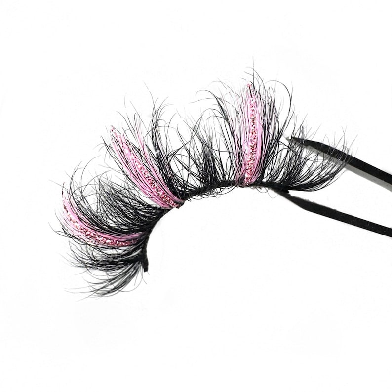 BABYGIRL | Pink Glitter Color Lashes | 3 Tone Lashes | 25mm Strip ...
