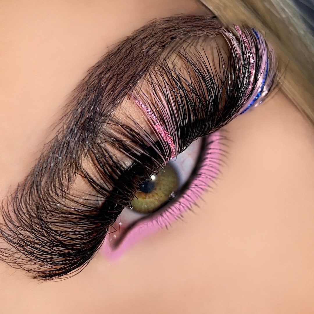 EUPHORIA | Glitter Color Lashes | Pink Blue Silver Glitter Color Strip ...