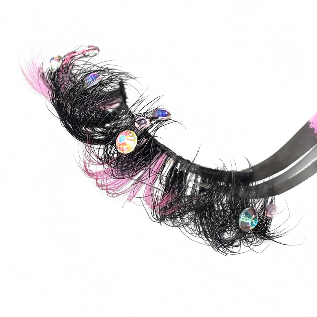 PRETTY IN PINK 2 Tone Silver Rhinestone Pink Color Strip Lashes ...